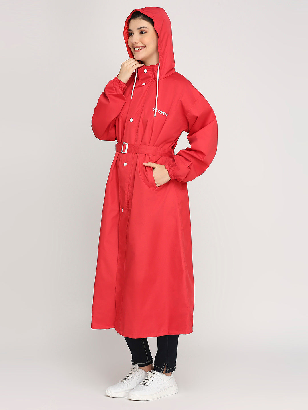 Solid Tapping Raincoat for Women with Adjustable Strap – Citizen
