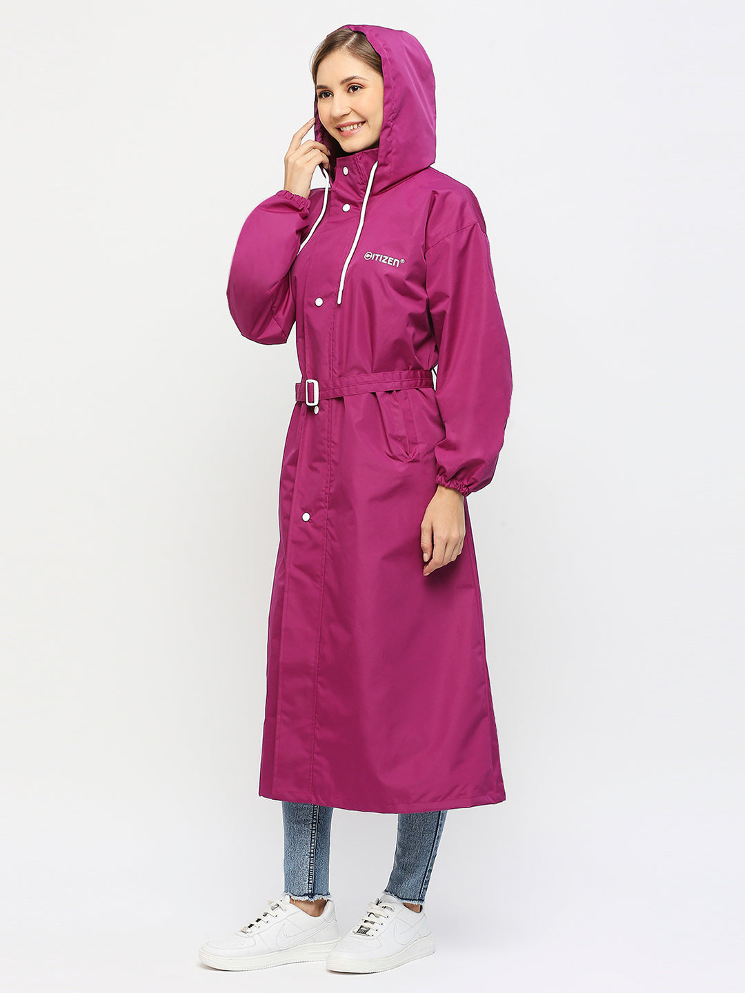 Solid Tapping Raincoat for Women with Adjustable Strap – Citizen