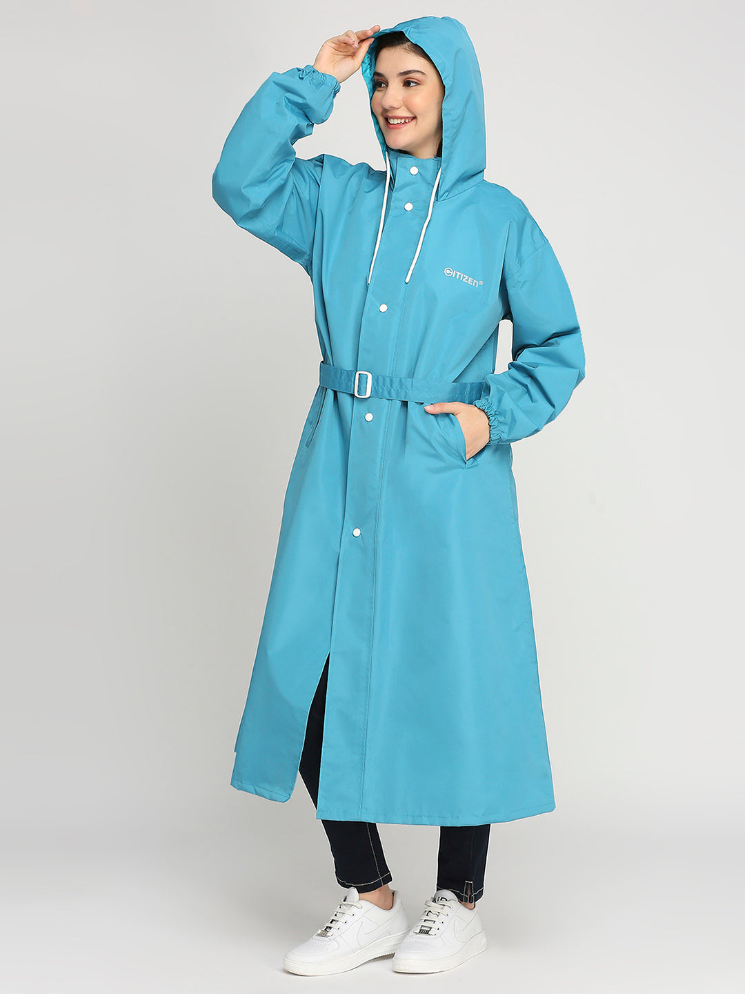 Solid Tapping Raincoat for Women with Adjustable Strap – Citizen